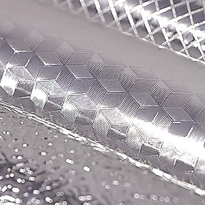 TOOLDECO Sliver Kitchen Backsplash Sticker Aluminum Foil Peel Stick Paper Wall Paper DIY Drawer Cabinet Shelf Liners Paper 15.8inch X 100inch