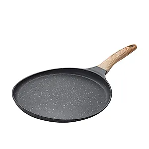 Unoschrim Crepe Pan 9.5-Inch, Pancake Pan, Nonstick Frying Pan with Detachable Handle, Granite Coating Flat Pancake Pan, Perfect for Corn Pancake, Omelette, Steak, and more, All Stove Compatible
