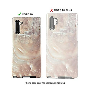 BURGA Phone Case Compatible with Samsung Galaxy Note 10 - Hybrid 2-Layer Hard Shell + Silicone Protective Case -Nude Shades Marble Brown Seashell Pearl Serene - Scratch-Resistant Shockproof Cover