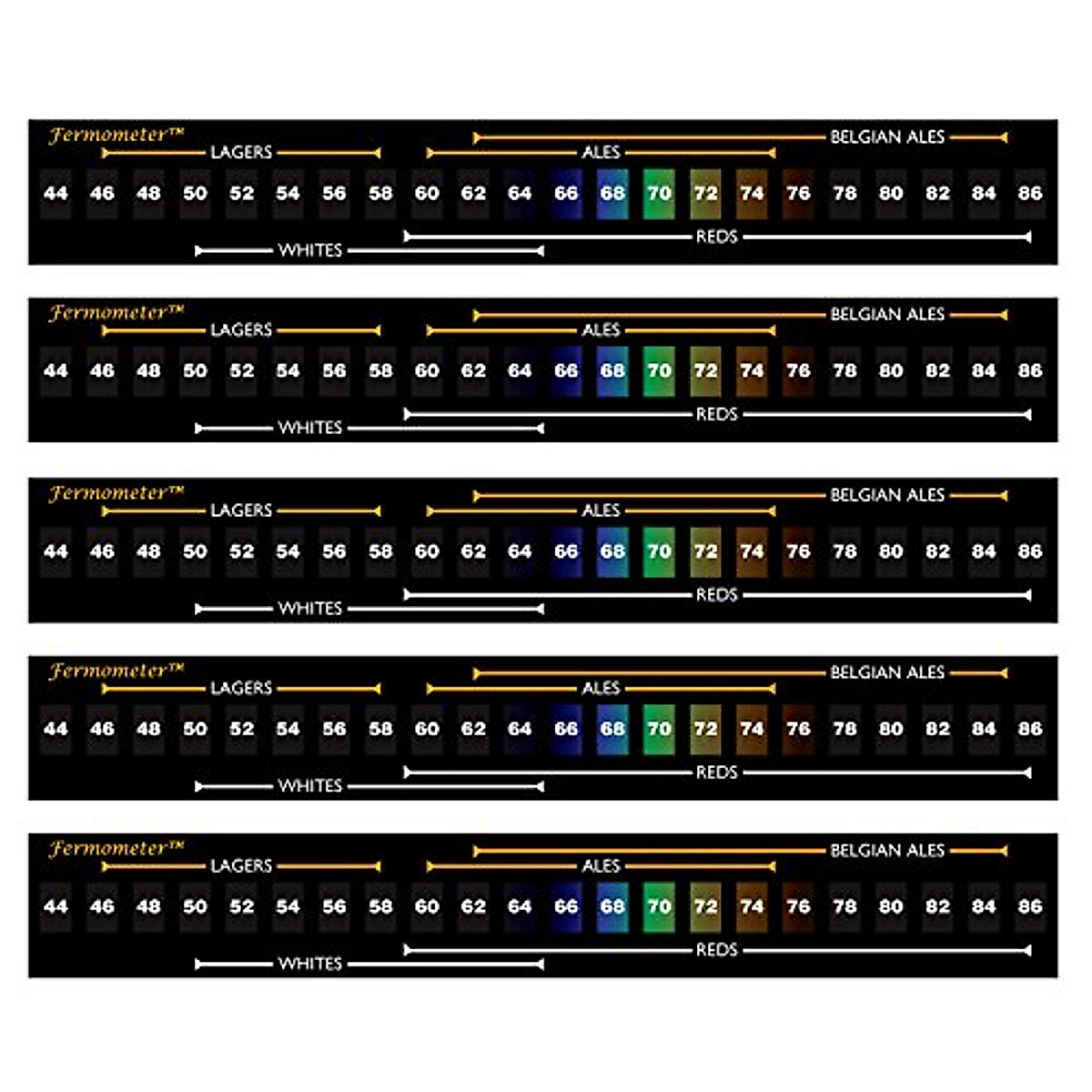 Fermometer-HOZQ8-809 Adhesive Strip Thermometer - set of 5,Black