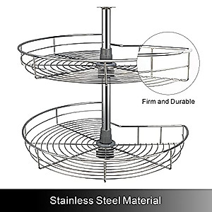 Suninlife Kidney Chrome Lazy Susan Cabinet 32" Kitchen Cabinet Blind Corner 2 Tier Stainless Steel Corner Cabinet Organizer