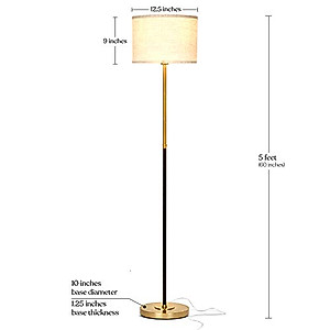 Brightech Emery LED Floor Lamp, Mid-Century Standing Lamp for Bedroom Reading, Modern Lamp for Living Rooms & Offices, Great Living Room Décor, Tall Lamp with Drum Shade & Brass Finish