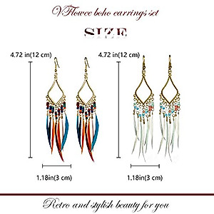 NEEBAOLY Gold Bohemian Nickel Earrings Set with Feather Tassel for Women