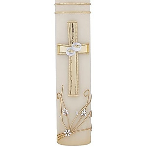 Wedding Unity Candle Set for Ceremonies, Gold Tone and Silver Toned Ornate Centerpiece Candles, 3 Pieces Included