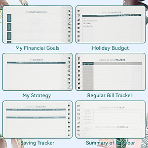 EHWINE Monthly Budget Planner - Expense Tracker Notebook, 12 Month Budget Book, Undated Bill Tracker & Finance Planner to Manage Your Money, with Stickers and Inner Pocket, A5 Size