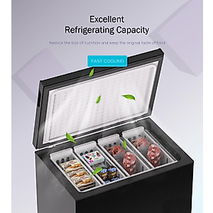 ADT Chest Freezer Free-Standing Top Door Freezers 6.8℉ to -4℉ (Matte Black, 7.0 Cubic Feet)