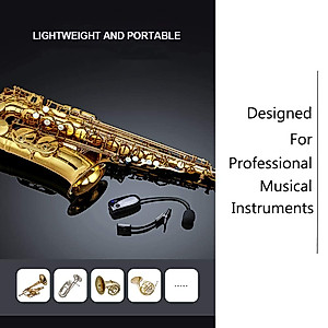 Wireless Saxophone Microphone UHF for Musical Instruments Speaker Voice Amplifier with Receiver Clip Professional Orchestra Trumpet Saxo HiFi Megaphone Condenser Portable Handheld Mini Mic
