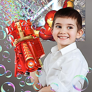 ROHSCE Bubble Machine Gun, Automatic Bubble Blaster for Toddlers Kids Ages 5 6 7 8 9 10 11 12 Year Old, Great Gifts for Children Adult, Bubble Shooter with Led Lights for Outdoor Party, Bubble Blower