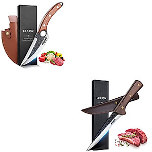 Huusk Japan Knife Bundle with Hand Forged Deboning Knife with Sheath