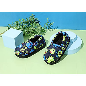 CCVON Boys Girls Slippers Cute Soft Cartoon House Shoes Cozy Plush Slippers Indoor Outdoor Navy Blue 11