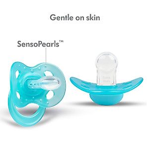 Medela Baby Pacifier | 0-6 Months | BPA-Free | Lightweight & Orthodontic | 2-Pack | Turquoise Blue and White with Baby Animals