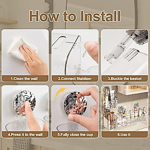 oewyrou 4pcs Clear Shower Caddy No Drill Clear Wall Caddy Suction Cup Luxury Suction Storage Rack Clear for Bathroom Kitchen