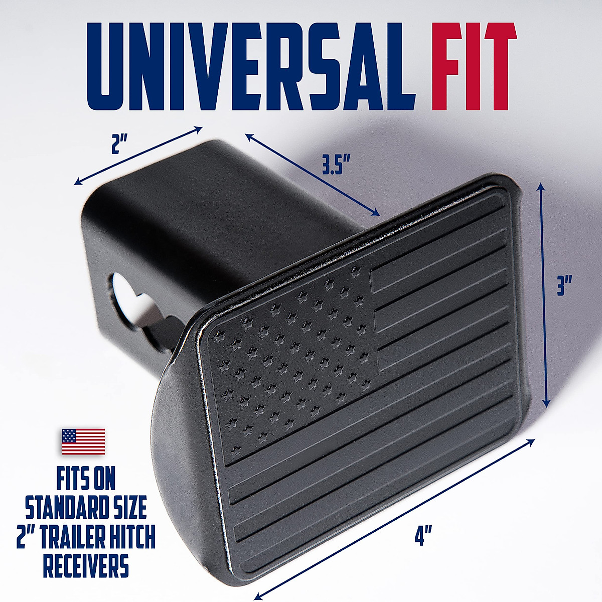 Zone Tech Tactical USA American Flag Hitch Cover - Premium Quality Stainless Steel Black Metal American Flag Emblem Trailer Plug Hitch Cover -US Patriotic Pledge of Allegiance - Fits 2” Receivers