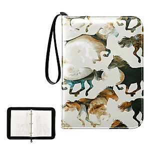 Tie Dye Horses Card Binder 400 Pockets Trading Card Storage Binder Album with Sleeves Zipper Card Collection Holder Folder for Game Cards Sport Cards Sleeved Cards