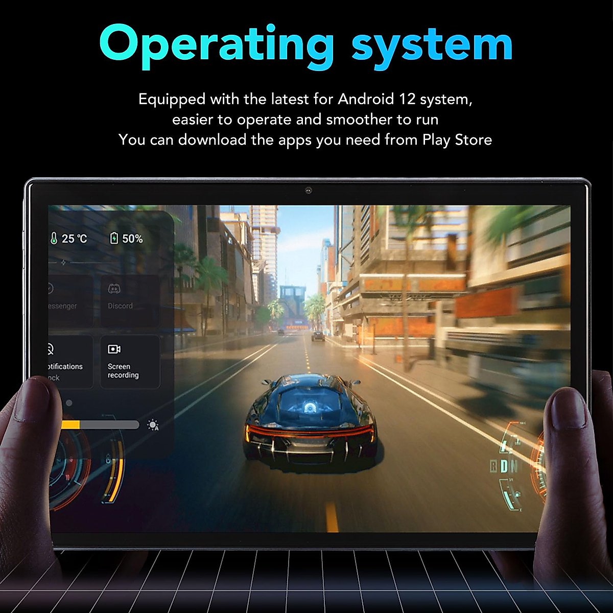 10.1 inch Tablet for Android 12, 4G LTE 5G WiFi 2 in 1 Tablet with Keyboard, 6GB RAM 128GB ROM, Octa Core CPU, Dual Speakers, 7000mAh (US Plug)