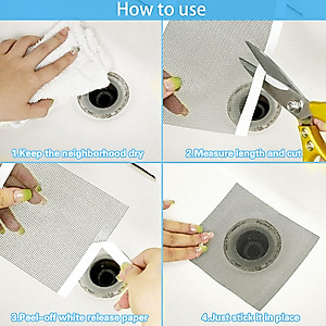 4.72in*13ft Widen Disposable Shower Drain Hair Catcher, Cutable Shower Drain Hair Catcher That Can be Cut to Fit Any Size, Easily Covering Round, Square, and Rectangular Floor Drains. (1, 4.72in*13ft)