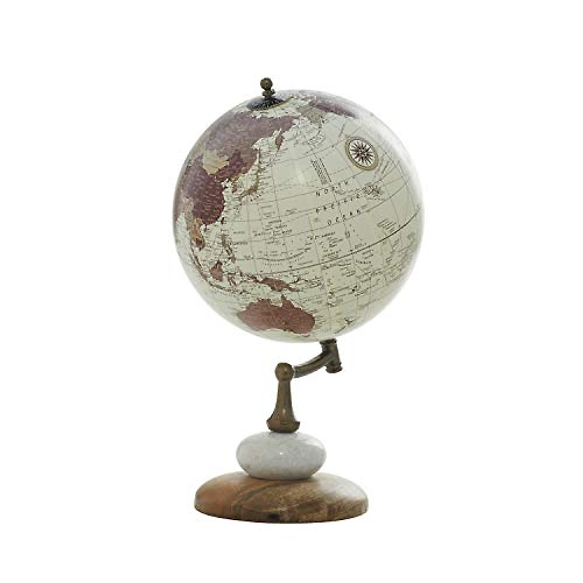 Deco 79 Contemporary Mango Wood Globe Globe, 8" x 8" x 14", Cream