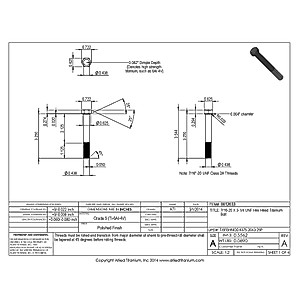 Allied Titanium 0012033, (Pack of 2) 7/16-20 X 3-1/4 UNF Titanium Hex Head Bolt, Grade 5 (Ti-6Al-4V)