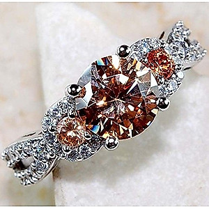 Phetmanee Shop Glamorous 925 Silver Brown Sapphire Gems Rings Women Wedding Party Jewelry Gifts (7)