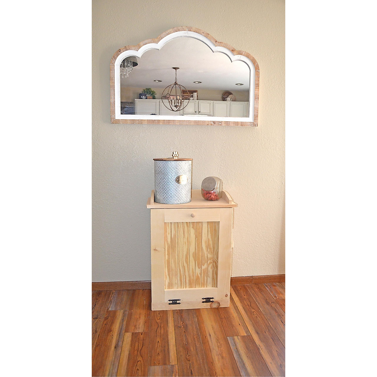 Country Barn Single Tilt-Out Single Trash Cabinet: Efficient and Stylish Trash Cabinet Crafted from Unfinished Pine Wood, is Designed to Hold one13-gallon, Ideal Garbage Can Cabinet