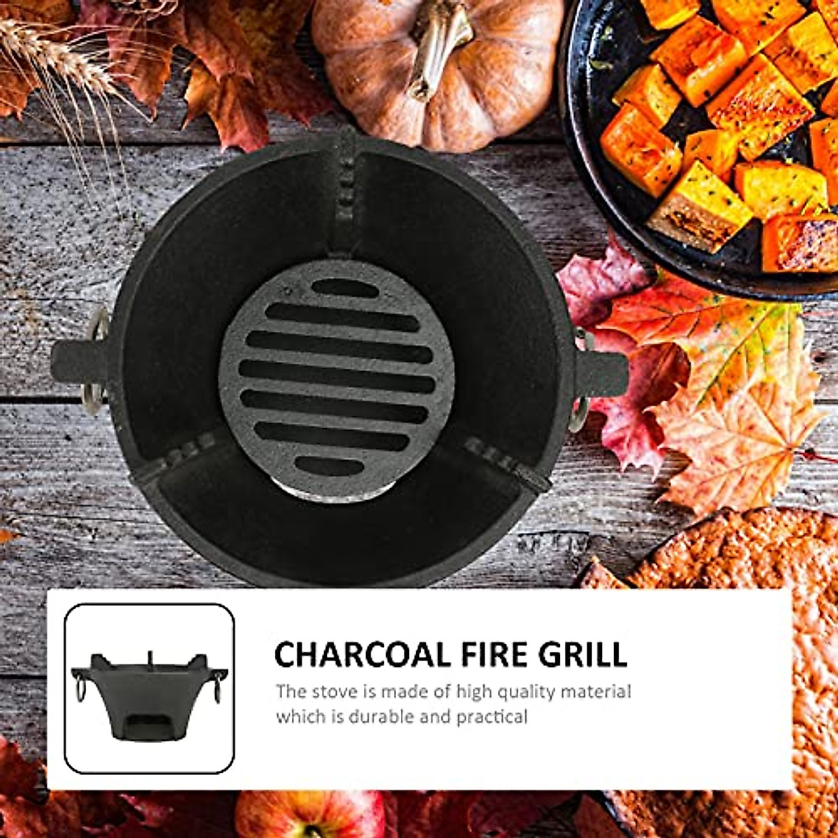YARNOW Tabletop Grill Cast Iron Charcoal Grill Japanese Style Hibachi Grill Portable Barbecue Stove for Home Picnic（Stove Only）