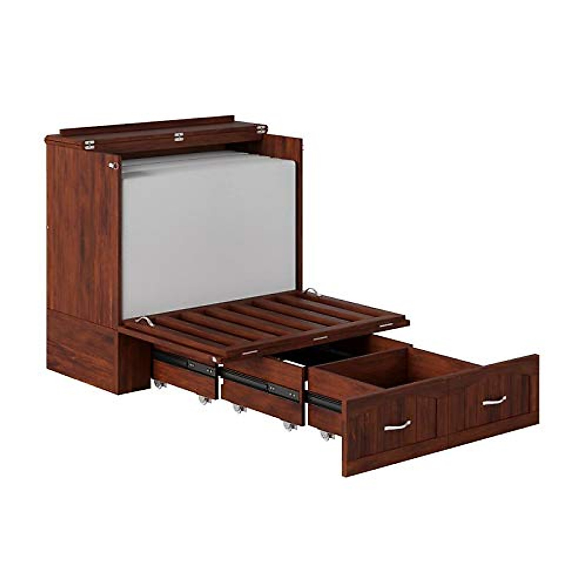 Bowery Hill Murphy Twin XL Bed Chest with Charging Station in Walnut