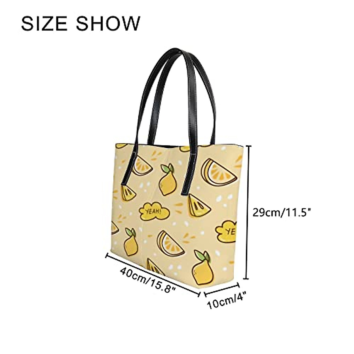 Fashion Tote Handbags Women's Soft Tote Shoulder Bag for Women Work Shopping Top Handle Satchel Bags, 15.8×4×15.4 inches,Cartoon Lemon