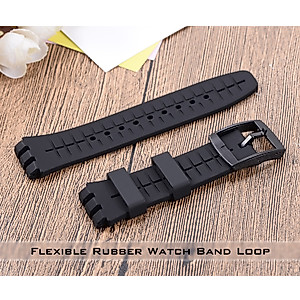 Adebena 6Pieces Rubber Watch Band Strap Loops Black Clear Replacement Resin Holder Retainer 18mm 20mm 22mm with Spring Bar Tools (16mm, Black)