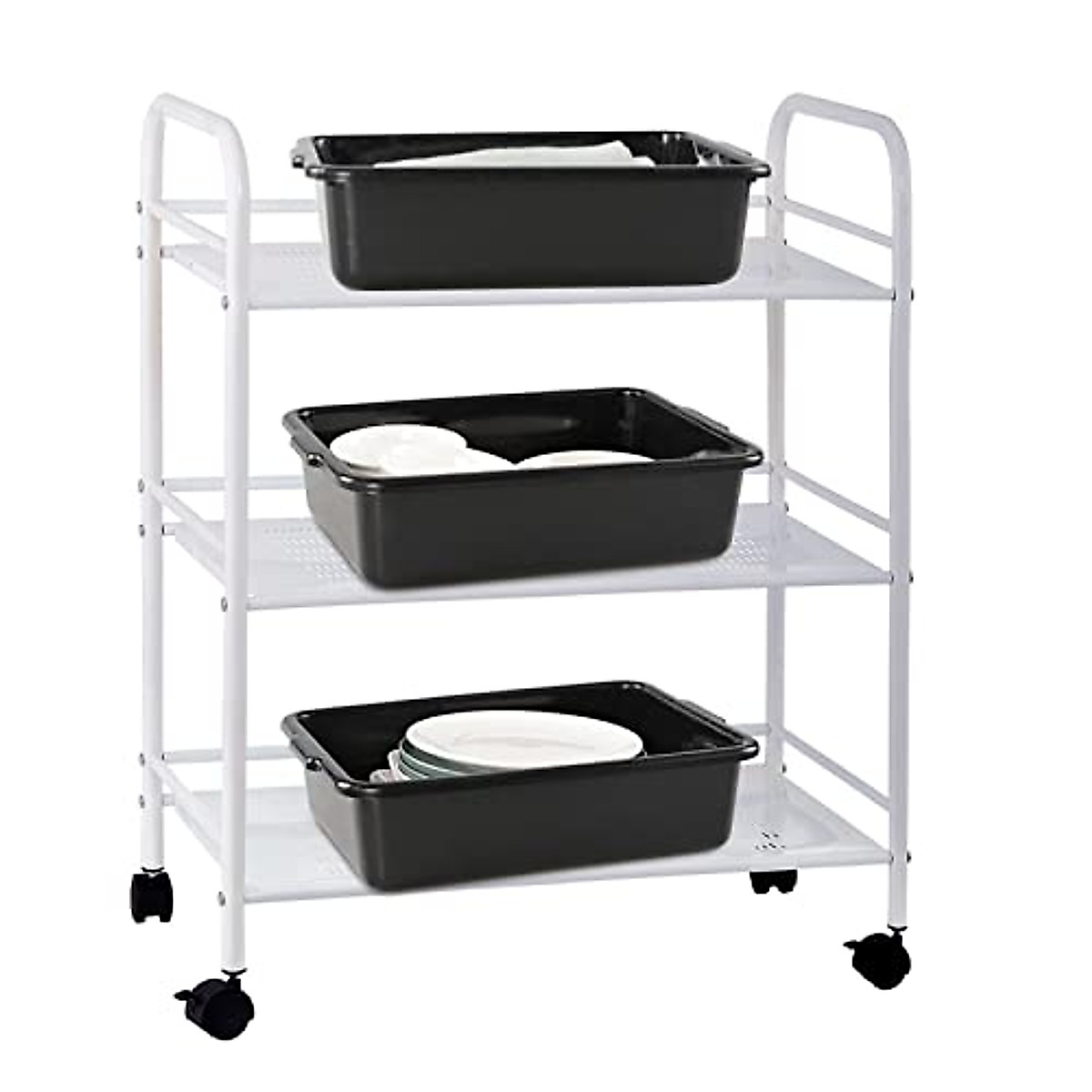 Jekiyo 4 Pack Black Small Commercial Bus Tub Box, 8 Liter Plastic Bus Tray