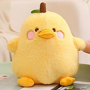 PEACH CAT Cute Fruit Pear Duck Plush Pillow Duck Stuffed Animal Toy for Kids Yellow 8"