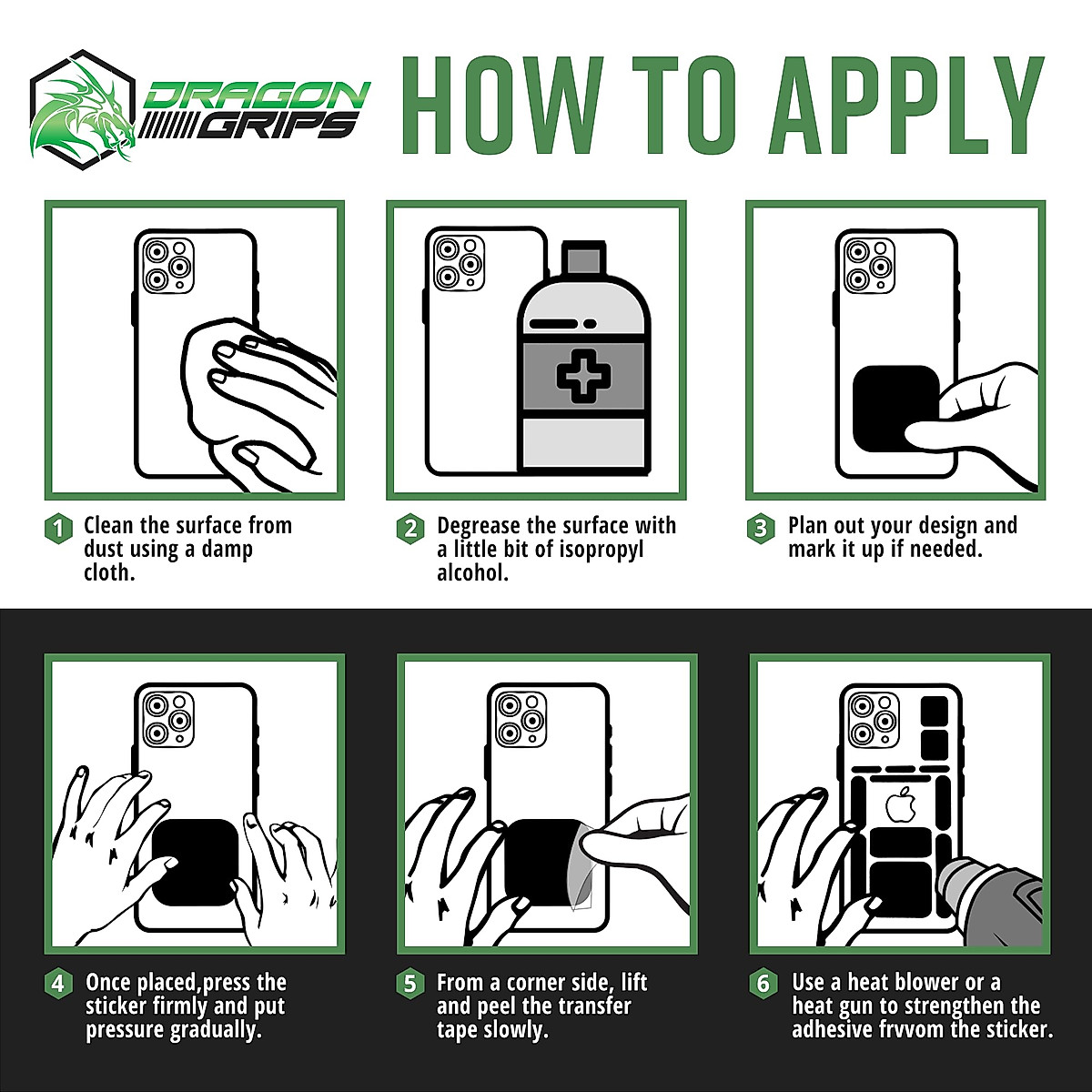 13 Pcs Rubber Grip Tape, Clear Grip Tape, Cell Phone Grip Tape Compatible with iPhone Rubberized Tape Clear Phone Grip Stickers by Dragon Grips, 1 Pk