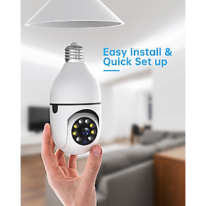 SAFEVANT Bulb Camera Light Bulb Security Camera WiFi Outdoor,1080P Smart 360 Degree Screw in Light Socket Camera with Two Way Audio Color Night Vision Motion Detection Alarm