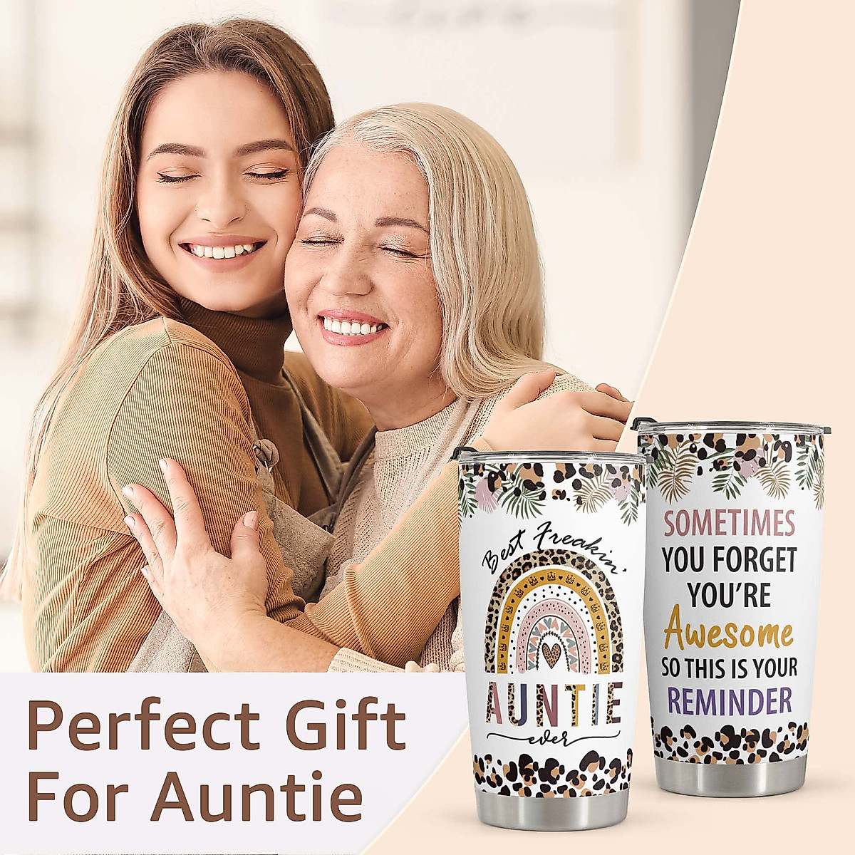 Macorner Aunt Gifts Tumbler - Stainless Steel Tumbler 20oz - Best Auntie Ever Gifts for Women - Birthday Christmas Gift Ideas for Aunt from Niece or Nephew - New Aunt - Aunt Birthday - Aunt To Be