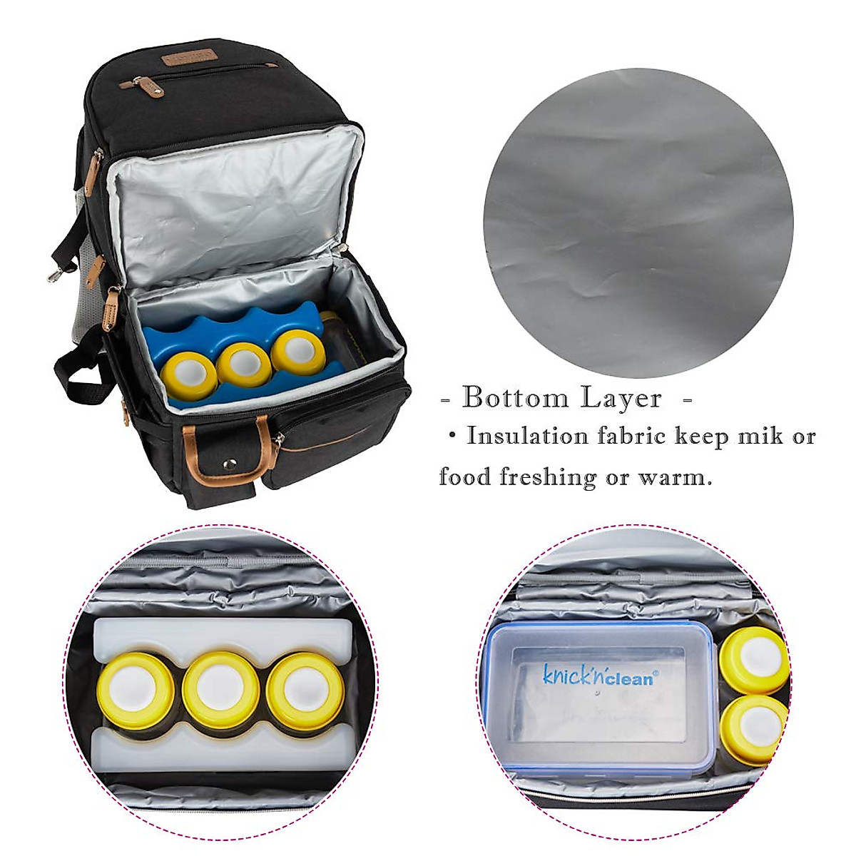 MOMIGO Breast Pump Backpack - Cooler and Moistureproof Bag Double Layer for Mother Outdoor Working Backpack with 13 Inch Laptop Compartment Fit Most Breast Pumps（Black）