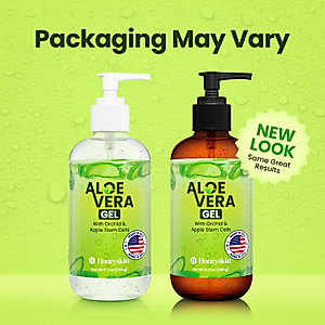 Honeyskin Soothing Aloe Vera Gel Made in the USA with Natural Ingredients - Give Yourself Relief From Sunburn and Dry Skin During the Hot Summer Days (8 Fl Oz)