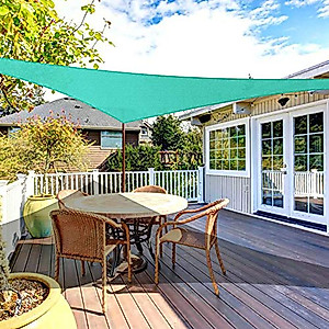 iCOVER Sun Shade Sail Canopy 16'5"x16'5"x16'5", 185GSM Fabric Permeable Pergolas Top Cover, for Outdoor Patio Lawn Garden Backyard Awning, Teal