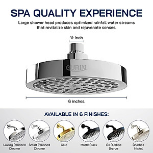 GURIN Shower Head High Pressure Rain, Luxury Bathroom Showerhead with Chrome Plated Finish, Adjustable Angles, Anti-Clogging Silicone Nozzles (2.5 GPM)