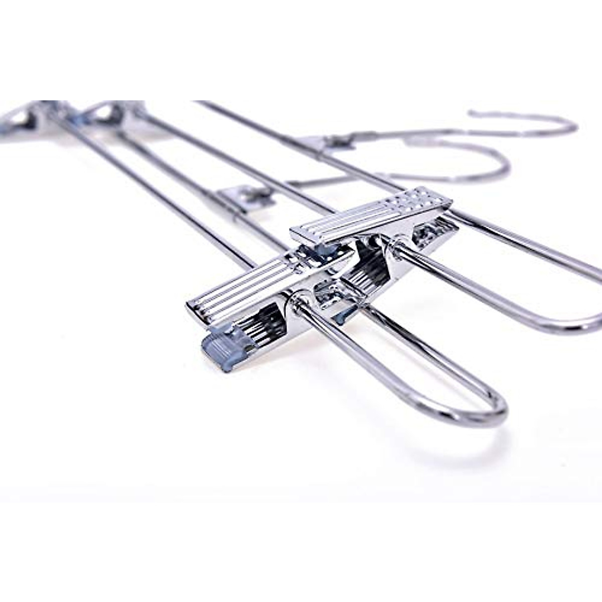 Quality Skirt Pants Trouser Hangers, 8-Pack Heavy Duty Metal Swivel Hook, Adjustable Clips, Jeans, Bottoms (Chrome, 8)