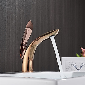 Kitchen Sink Mixer Taps Bath Faucets, Rose Brass Basin Faucet, Solid Cold and Hot Water Mixer, Bathroom Faucet, Single Handle Water Sink Tap for Balcony Laundry/White (Rose D)