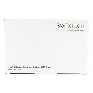 StarTech.com Dual-Bay USB 3.1 to SATA Hard Drive Docking Station, USB 3.1 (10 Gbps), External 2.5/3.5" SATA I/II/III, SSD/HDD Docking Station, Hot-Swap Hard Drive Bay, Top-Loading (SDOCK2U313)