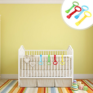 TOYANDONA Baby Rings 4pcs Baby Infant Learning Stand Pull Rings Crib Pull Rings Hand Rings for Baby Standing Assistant Hanging Baby Toys