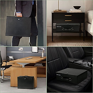 Voncabay Money Safe Box for Home & Fireproof Money Bag for Cash Safe, Portable Fireproof Document Box with Keys, 0.33 Cubic Feet Lock Box with Hand Grip for Personal Items, Cash,Jewelry, Gun