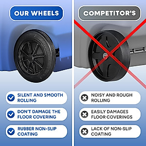 PLASTIC PRINCE 50-Gallon Recycle Rollout Trash Can with Lid, Commercial Heavy-Duty Whelled Outdoor Garbage Can, Blue