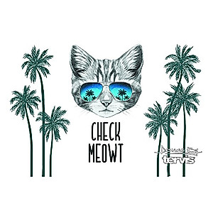 Tervis Check Meowt Stainless Steel Tumbler with Clear and Black Hammer Lid 20oz, Silver