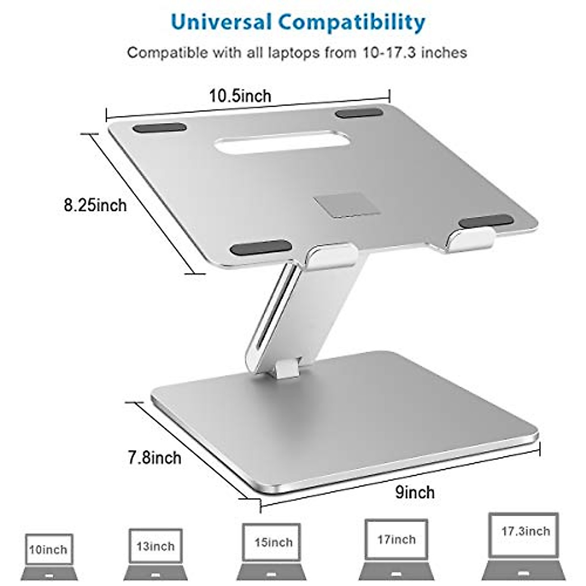 B-Land Laptop Stand, Ergonomic Adjustable Laptop Holder Laptop Riser Aluminum Notebook Computer Holder Stand Compatible with MacBook, Air, Pro, Dell XPS, Samsung, Lenovo, Alienware All Laptops 10-17"