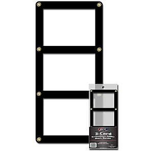 BCW 3 Card Screwdown Holder | Black Border | Holds 3 Standard Trading Cards | Recessed Card Areas | High Impact Polystyrene | Trading Card Display Frame | Sports Card Holder | Baseball Card Stand