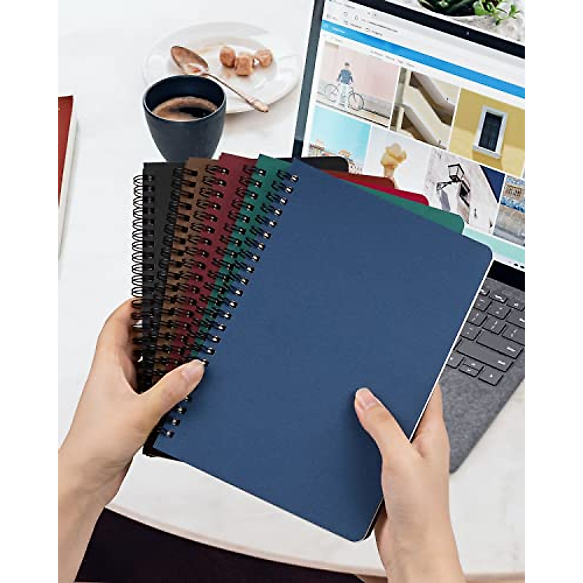 Spiral Notebooks A5 Lined 10Pcs College Ruled Journals Bulk-5 Colors Cover, 120 Pages/60 Sheets, 8.3 "x 5.8", for Students Office Business Subject Diary Ruled Book