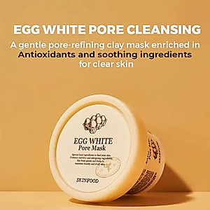 SKINFOOD Egg White Pore Mask 4.41 oz. (125g) - Pore Refining Wash off Mask, Tightens Pores, Removes Blackheads and Dead Skin Cells, Skin Smooth and Soft - Exfoliating Skin Mask - Wash Off Face Masks