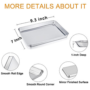 TeamFar Toaster Oven Tray and Rack Set, 9.3’’ x 7’’ x 1’’, Stainless Steel Toaster Oven Pan Broiler Pan, Non Toxic & Healthy, Easy Clean & Dishwasher Safe