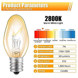Jahy2Tech 6Pcs Flea Trap Replacement Light Bulbs C7 E12 Night Light Bulbs 130V 7W Incandescent Equivalent for Most Flea Traps